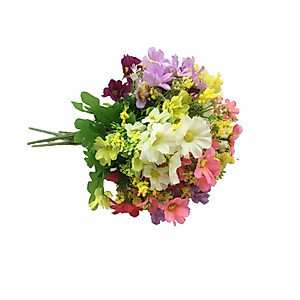 Jylucky 6 Bundles Artificial Flowers, Fake Flowers for Outdoor Decoration, Faux Plastic Fabric Greenery Little Daisy Plants for Hanging Planter Home Wedding Office Garden DIY Décor (Multicolor)