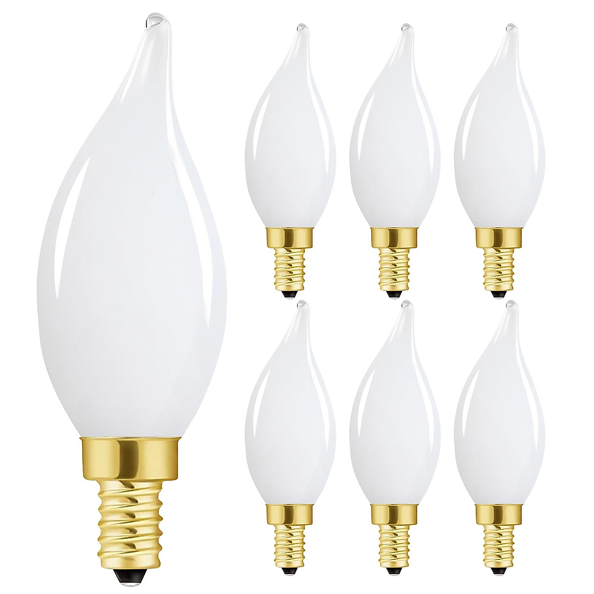 Duoled E12 Candelabra LED Bulb 60 Watt, Frosted Candelabra LED Light Bulbs, Dimmable Chandelier Light Bulbs for Vanity, 2700K Warm White Bulbs, 6W Equal 60W, Bent Tip Small Base Type b Bulbs, 6 Pack