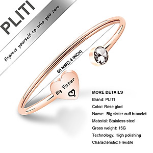 PLITI Big Sis Little Sis gifts Sister Bracelets for 2 Friendship Bracelets (Rose gold 2 Pieces)