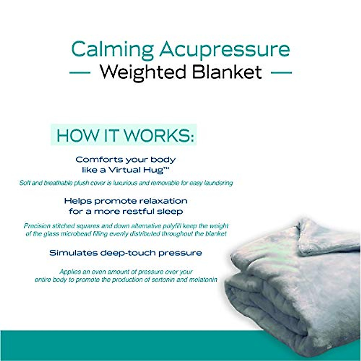 Weighted Blanket with Removable Cover, 15lb, 48"x72", Grey