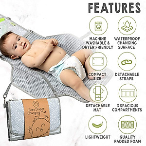 KeaBabies Car Seat Cover for Babies and Portable Diaper Changing Pad - Baby Car Seat Canopy for Spring, Autumn, Winter - Waterproof Foldable Baby Changing Mat - Universal Stretch Fit Car Seat Cover