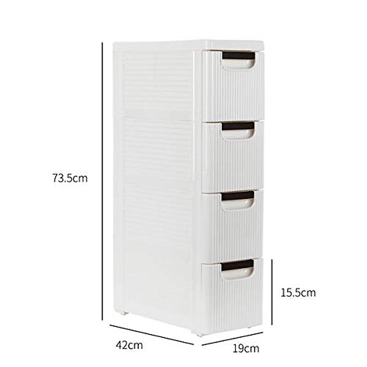 Flulep 4 Drawers Large Storage Carts, Mobile Cabinet with Wheels, Rolling Cart Organizer Narrow Slim Container Storage Cabinet for Bathroom, Bedroom (4 Drawer, with Wheels)