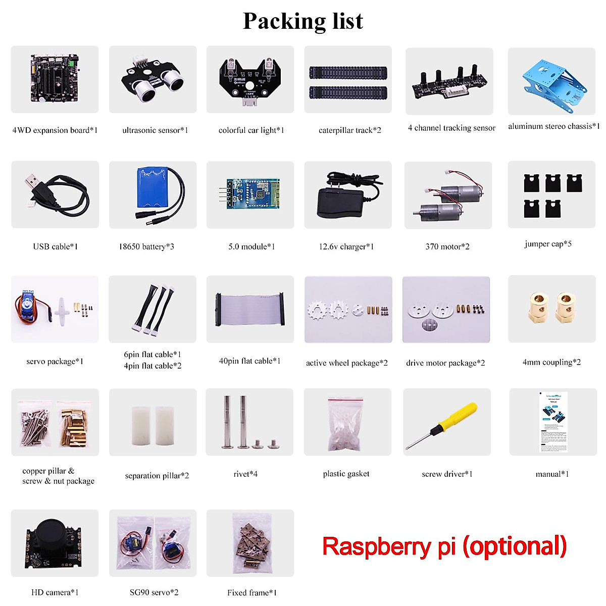 Yahboom AI Robot Kit Tank Chassis for Raspberry Pi 4B Camera Starter Kit Python Programmable Electronic Science Project DIY Smart Car Robotics for 16+ (Without Pi 4B)