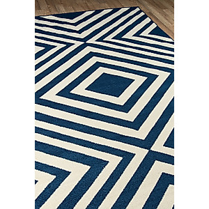 Momeni Rugs , Baja Collection Contemporary Indoor & Outdoor Area Rug, Easy to Clean, UV protected & Fade Resistant, 2'3" x 7'6" Runner, Navy Blue