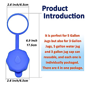 5 Gallon Water Jug Cap, 3 & 5 Gallon Water Bottle Caps Pack of 4, Silicone Reusable 5 Gal Water Jug Cap, Non Spill Water Bottle Caps-Pack of 4