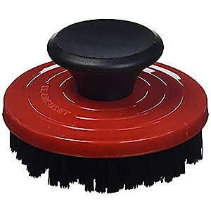 Le Creuset Cerise Cherry Nylon Grill Pan and Skillet Cleaning Brush with 8.5 Ounce Enameled Cast Iron Cleaner