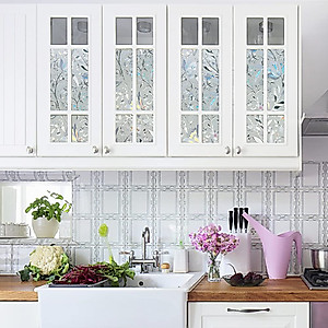 Window Film Privacy No Glue Static Cling 17.5" by 78.7" Glass Film Decorative Window Films Heat Control for Home Kitchen Office