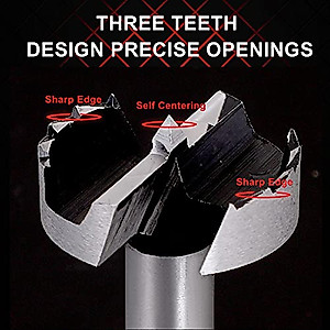 COMOWARE Forstner Bit Set - 16 Pcs Forstner Drill Bits Set for Wood, Auger Opener Round Shank Drilling Cutting Tool for Woodworking