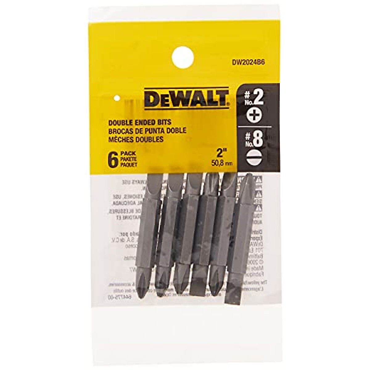 DEWALT Screwdriver Set, #2 Phillips / No. 8 Slotted Double Ended Bit, 6-Pack (DW2024B6)