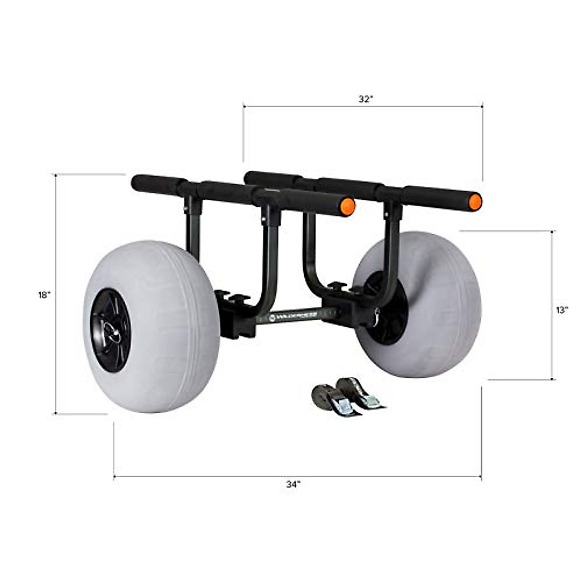 Wilderness Systems Heavy Duty Kayak Cart | Inflatable Beach Wheels | 330 Lb Weight Rating | for Kayaks and Canoes, Model Number: 8070167