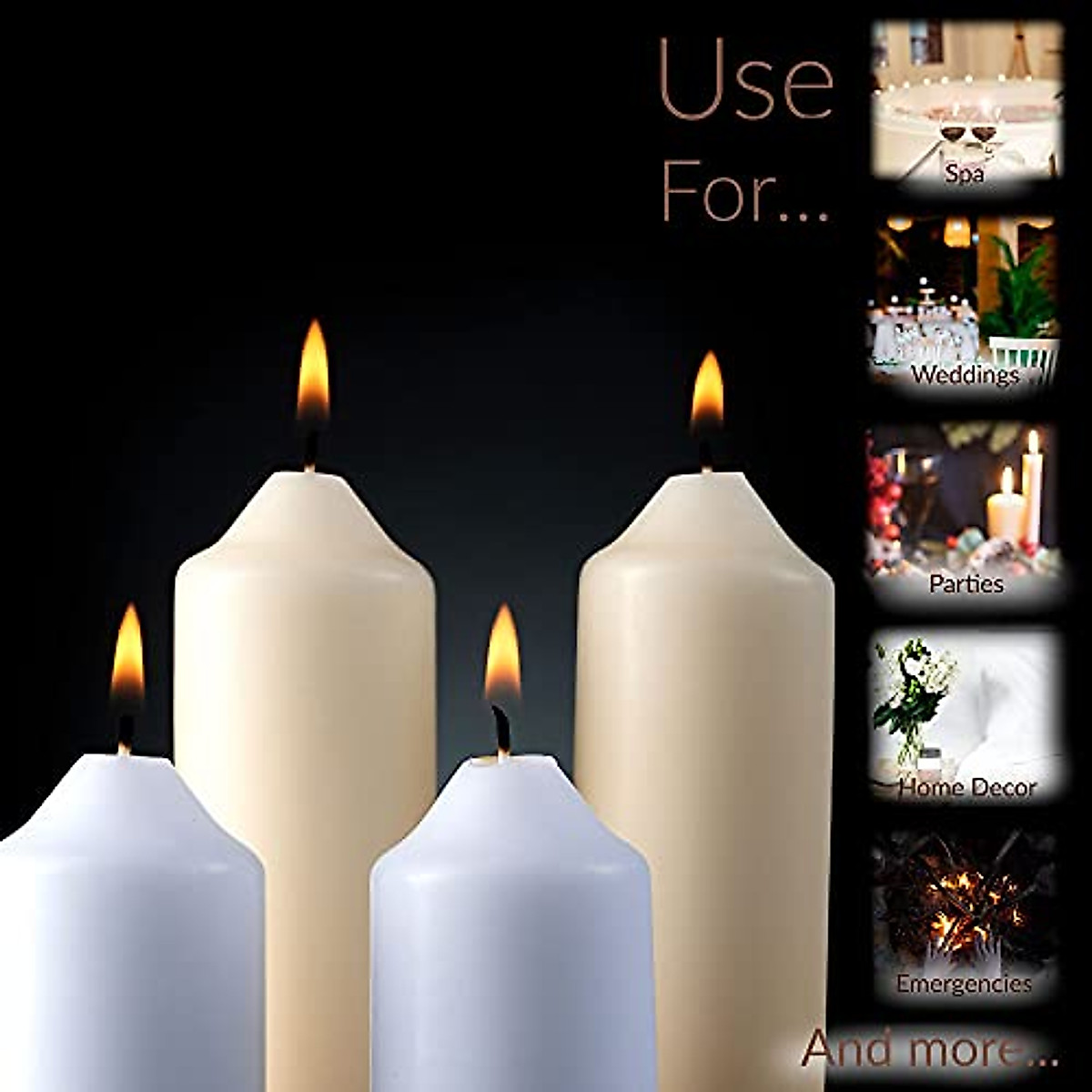 SPAAS White Pillar Candles - 20 Pack | 1.5x4 Inch Bulk Pillar Candles, Dripless Dinner Candles | Unscented Pillar Candles for Home Décor, Memorial, Vigil, Parties, Wedding, Decorative Lantern