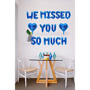 Pargleev We Missed You So Much Balloons with Star Hanging Foil Balloons Letter for High School College Grad Graduation Retirement Party Decorations Blue