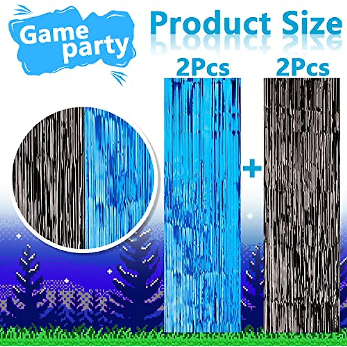 Video Game Birthday Party Decorations for Boys - Blue Video Game Party Supplies with String Lights - Gaming Party Decoration For Kid Video Game Backdrop (92 Pcs)