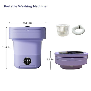 WNDT Mini Portable Washing Machine with 11L Capacity and Blue Light, Ideal for Underwear, Socks, Baby Clothes, Foldable Design for Space-saving Convenience, Perfect for On-the-Go Use - Purple
