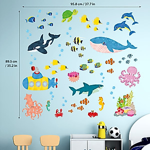 DECOWALL DS9-2014 Under The Sea Wall Stickers Wall Decals Peel and Stick Removable Wall Stickers for Kids Nursery Bedroom Living Room