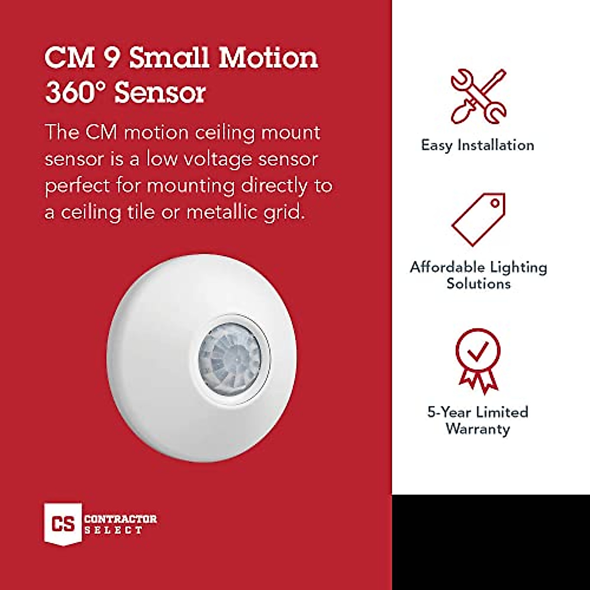 Sensor Switch CMR PDT 9 Contractor Select Ceiling Mount Occupancy Sensor, 12 Foot Radius, White