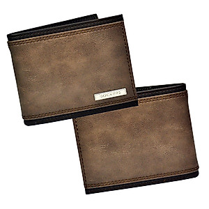 Dockers Men's Bifold Leather Wallet - Thin Slimfold Extra Capacity, Brown Stitch, One Size