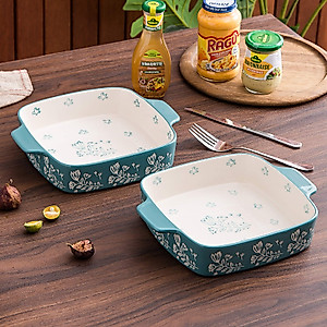 Wisenvoy Baking Dish 9x9 Baking Pan Ceramic Brownie Pan Casserole Dish 2-pecs Lasagna Pan Square Bakeware Sets Dish Pan