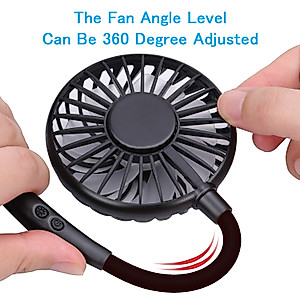 XINBAOHONG Neck Fan, Portable USB Rechargeable LED Fan Headphone Design Hand Free Personal Fan Wearable Cooler Fan with Dual Wind Head for Traveling Outdoor Office (black)