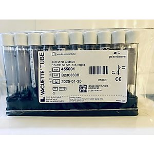 Generic 9mL VACUETTE -16x100- No Additive- PRF- Tube 50 Pack. Platelet Rich Fibrin Greiner Tube.