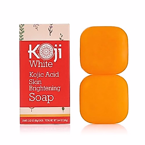 Koji White Pure Kojic Acid Skin Brightening Soap for Pigmentation with Hyaluronic Acid, Vitamin C - Even Tone Cleansing Bar, Sun Damage Skin with Tea Tree, Coconut Oil, Vegan, 2.82 oz (2 Bars)