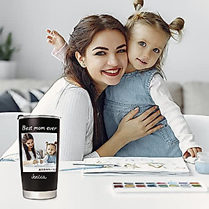 Petalsun Personalized Tumbler with Pictures Text Name, Custom Photo Stainless Steel Tumbler, Travel Mug Cup 20 Oz, Gifts for Anniversary Christmas Birthday Dad, Mom, Friend Color with Photo