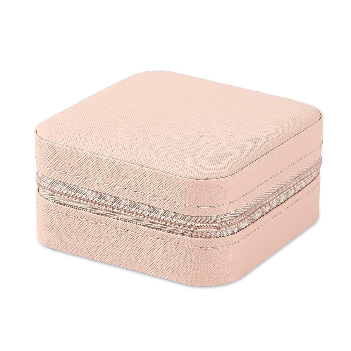 Portable Travel Mini Jewelry Box Leather Jewellery Ring Organizer Case Storage Gift Box Girls Women (pink).