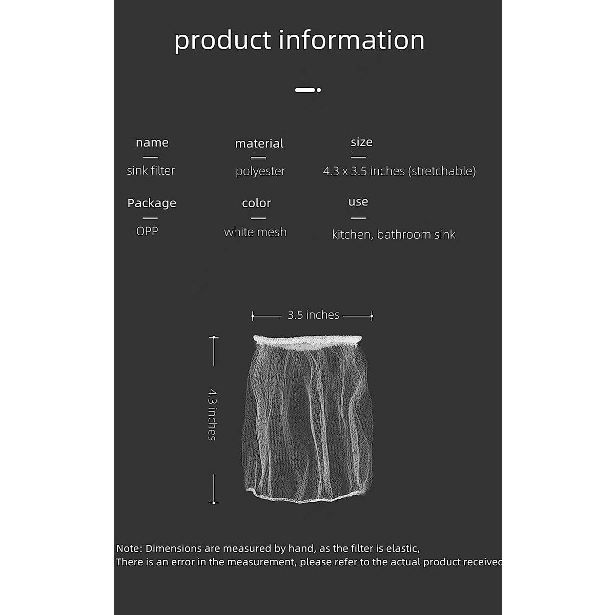 WEIYSHIGSH Kitchen Sink Strainer Mesh Bag- 200PCS Disposable mesh Sink Strainer Bags - Sink Drain Strainer - Suitable for Most Sizes of Kitchen Drainage Basket