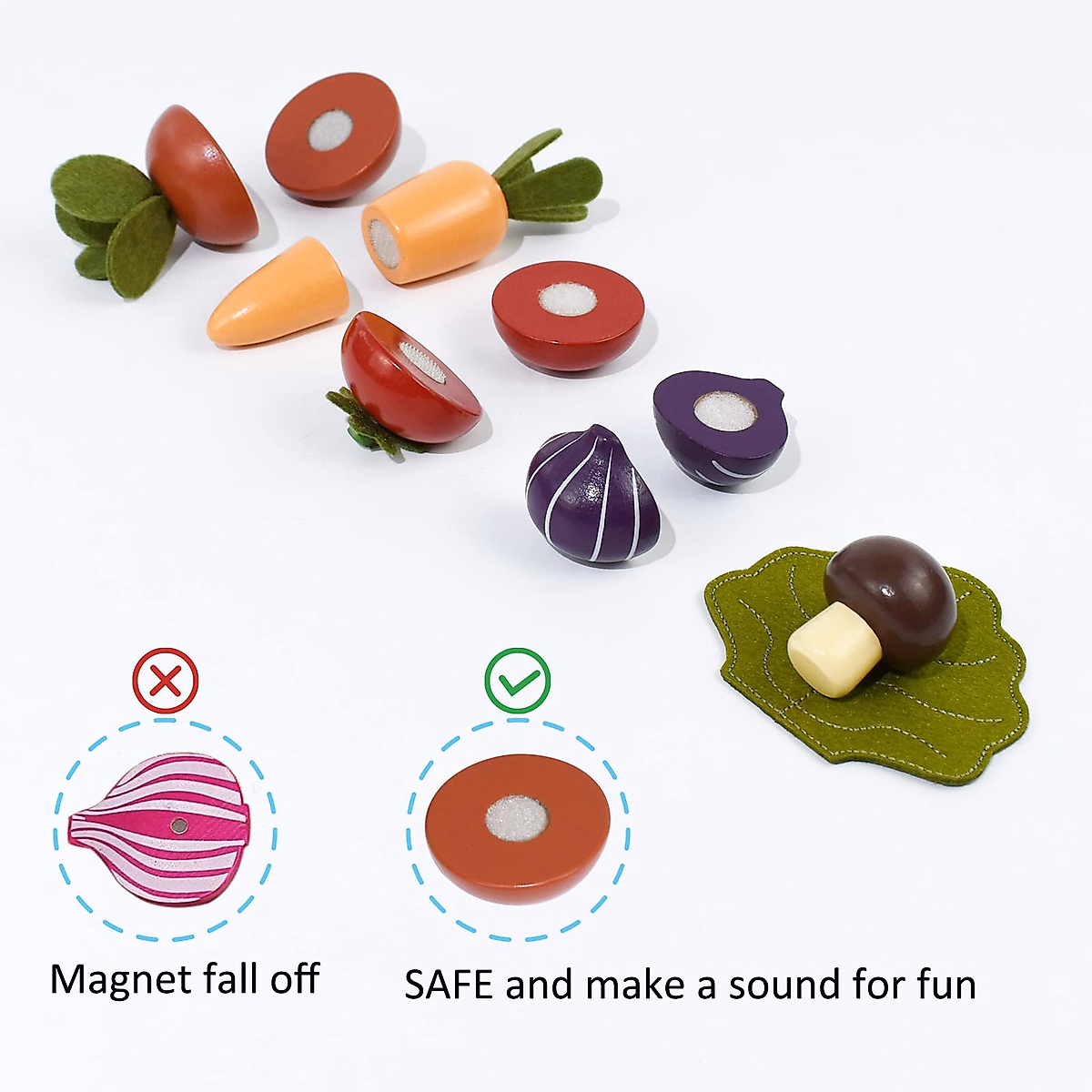 PairPear Wooden Play Food Cutting Vegetables Set - Wooden Toys for Toddlers Toy Food Play Kitchen Accessories