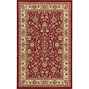 Unique Loom Sialk Hill Collection Area Rug - Washington (5' 3" x 8' Rectangle, Burgundy/ Cream)