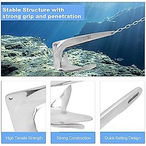 Aramox Boat Anchor, 1kg/2.2lb Claw Boat Anchor Heavy Duty 316 Stainless Steel Anchor Mirror Polish Marine Accessories