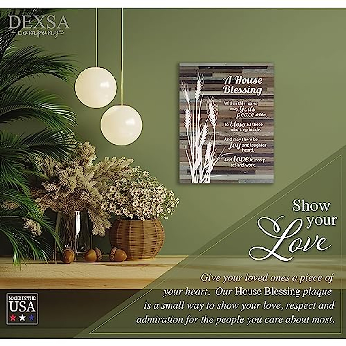 House Blessing Rustic Wood Plaque - Keyhole for Hanging Made in the USA - 11.75" x 15"| Plaques Wall Art Decoration for Your Home or Office | A House Blessing within this house may Gods Peace abide