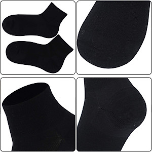 RTZAT 90% Merino Wool Ankle Men's Women's Athletic Business Casual Running Moisture Wicking Everyday Thin Wool Socks, Large, Black, 3 Pairs