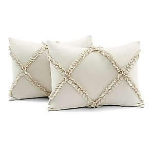 Lush Decor, King, Neutral Ruffle Diamond 3 Piece Comforter Set