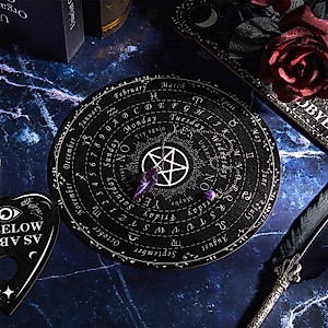 Threan Pendulum Dowsing Divination Board with Amethyst Set Metaphysical Message Crystal Pendulum Necklace Wooden Spirit Board Talking Board with Planchette for Wiccan Supply(Star Style)