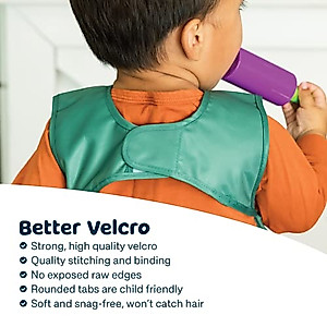 Tiny Twinkle Mess-Proof Apron Toddler Bibs w/Tug-Proof Closure, Baby Food Bibs, 2 Pack (Sage Charcoal, Small 6-24 Months)