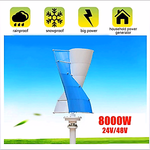 QAZNHODDS 8000W Vertical Wind Turbine, Permanent Magnet Generator 3 Phase 12V 24V 48V Noiseless Wind Turbine Generator,48V