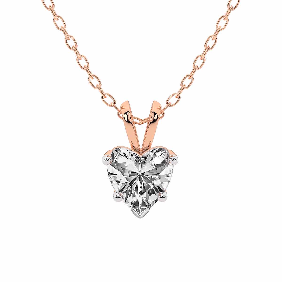 FRIENDLY DIAMONDS Diamond Pendant Necklace For Women | 1 Carat IGI Certified Heart Shape Lab Grown Diamond | Quartze Split Bail Solitaire Lab Diamond Pendant In 14K Rose Gold | FG-VS1-VS2 Quality