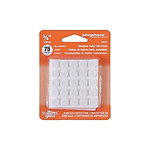 Shepherd Hardware 9957 3/8-Inch Self-Adhesive Felt Furniture Pads, 75-Pack, White
