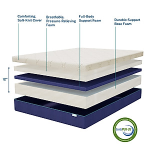 Sleep Innovations Arlo 12 Inch Cooling Firm Support Foam Mattress, King Size, Bed in a Box, Airflow Foam, Firm Feel