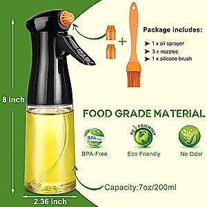 Oil Sprayer for Cooking, Upgraded Olive Oil Sprayer Bottle, Air Fryer Accessories, Oil Mister for Air Fryer, 7oz/200ml Oil Vinegar Spritzer, Kitchen Gadgets for Salad, BBQ, Roasting (Black)