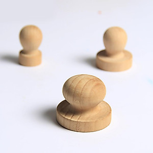 Healifty 5pcs 2.5cm Stamp Wooden Round Handle DIY Stamp Wood knobs,Drawer pulls and knobs for Scrapbooking Craft Card Diary