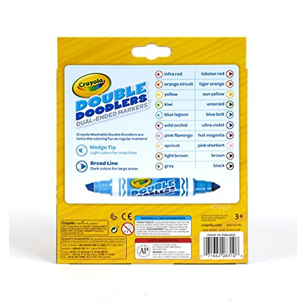 Crayola Dual-Tip Washable Markers, Broad Line & Chisel Tip, 10 Count