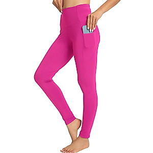 Kcutteyg Yoga Pants for Women with Pockets High Waisted Leggings Workout Sports Running Athletic Pants (Hot Pink, Small)