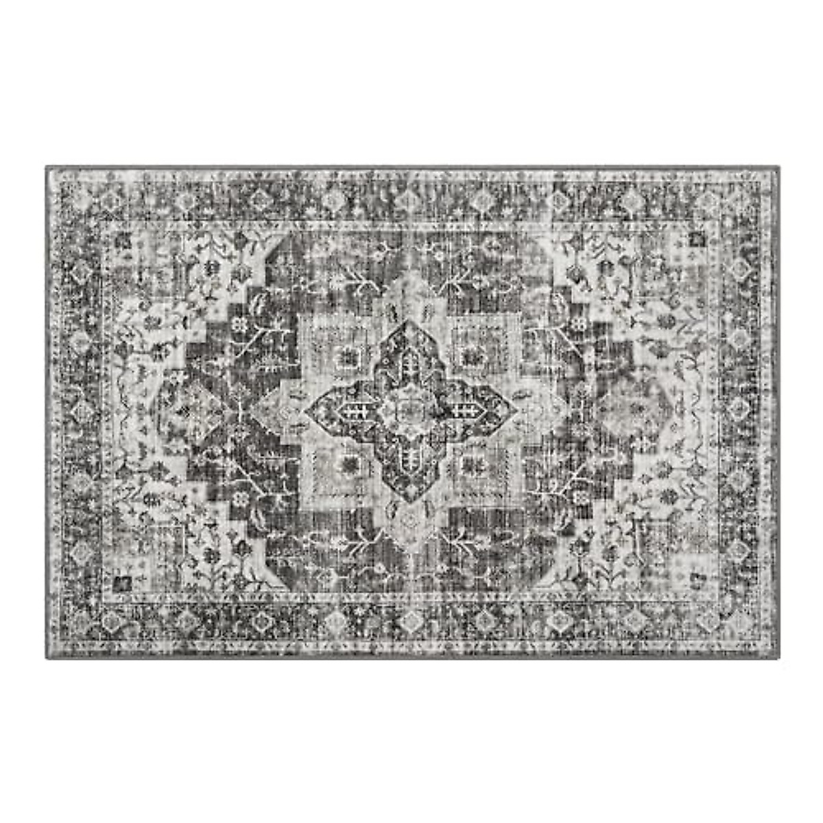 Zacoo 9x12 Rug for Living Room Washable Rugs Rug for Bedroom Vintage Rug Non Slip Carpet Tribal Throw Rugs Large Area Rug Stain Resistant Office Rug Classroom Rug 9'x12' Grey