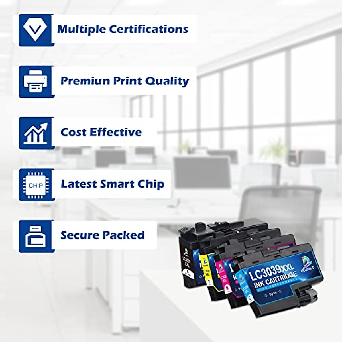 DOUBLE D Compatible LC3039 Ink Cartridges Replacement for Brother LC3039 LC3039XXL LC-3039BK LC3037 LC3037BK LC-3037XXL,Work for Brother MFC-J5945DW MFC-J6945DW MFC-J5845DW MFC-J6545DW(4 Pack)