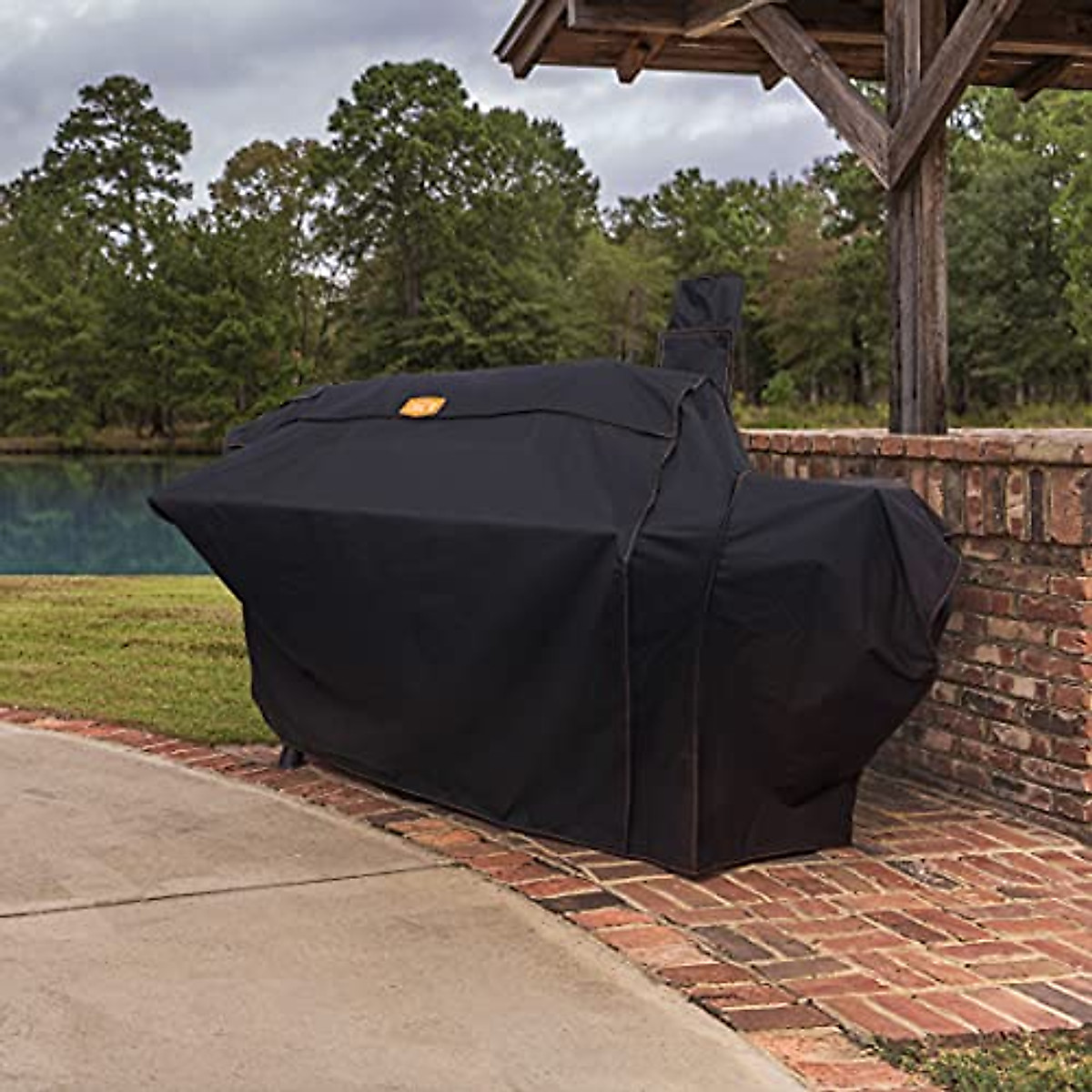Oklahoma Joe's 2855872P04 Longhorn Reverse Flow Anthem Series Rip-Stop Offset Smoker Cover, Black