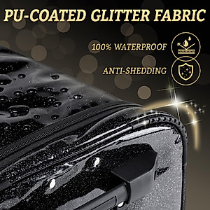 Fanwoli 28" Dance Bag | Shine-Bright Collection | Waterproof Glittering Fabric | Ideal Competition Duffle Bag with Garment Rack | Sparkle Black