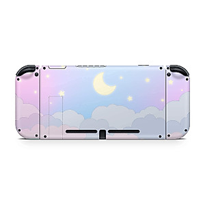 Tacky design Bundle Clouds Skin for Nintendo Switch & Clouds Skin for Pro Controller Set, Pastel Starry Blue Sky Vinyl 3m Stickers Moon Full wrap Cover