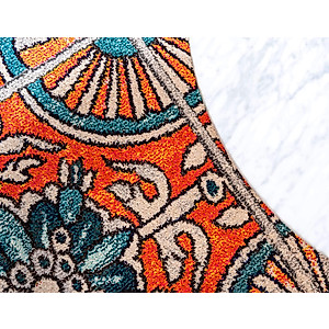 Unique Loom Estrella Collection Floral, Geometric, Vibrant, Modern, Abstract Area Rug (5' 0 x 8' 0 Rectangular, Orange/Blue)